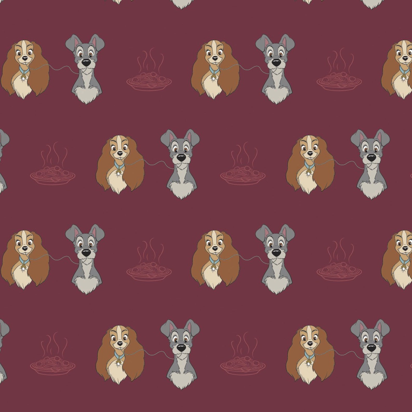 Disney Lady and the Tramp - Pattern # 85230305-02 Burgundy - Spaghetti ...