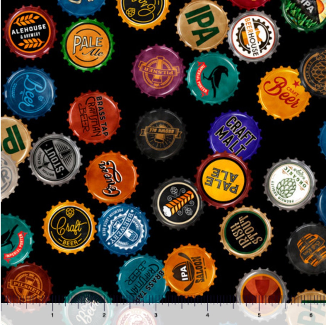 On Tap - Beer Bottle Caps - # 28422 -J - by Quilting Treasures - 100% ...