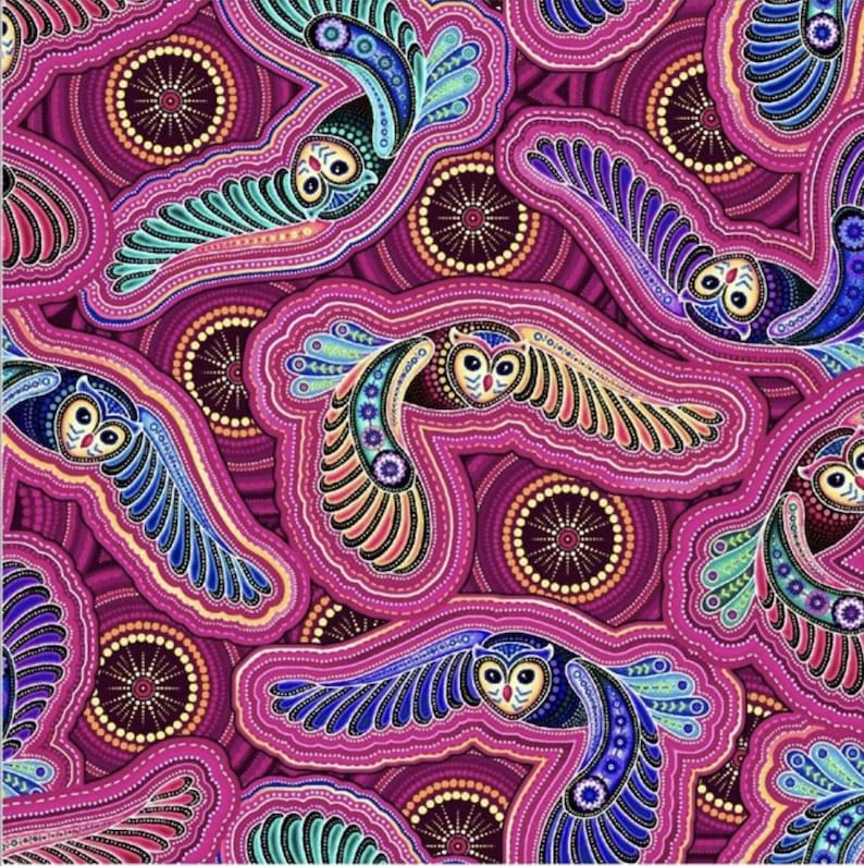 Sahul Land - # 59-7002 Pink - Owls - by Oasis Fabrics - Digital Print ...
