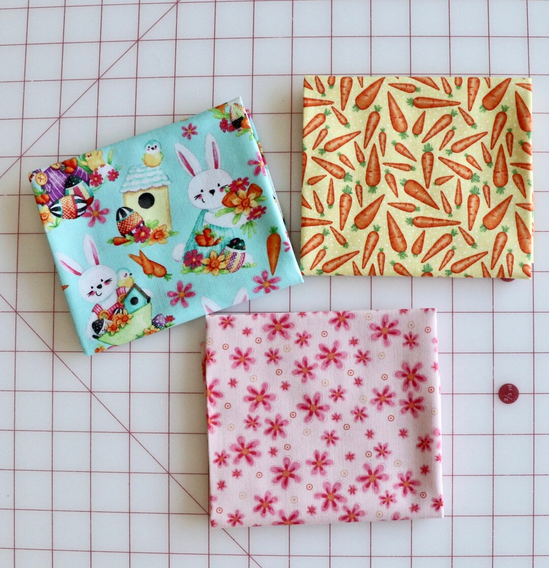 Three Fat Quarters - Easter Fun - by Henry Glass - Bunnies, Carrots ...