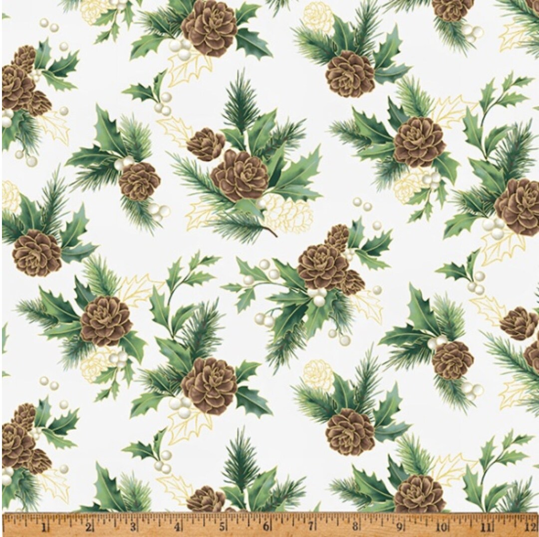 Christmas Splendor Pine Cones & Berries - #w7779-22g-ivory-gold ...