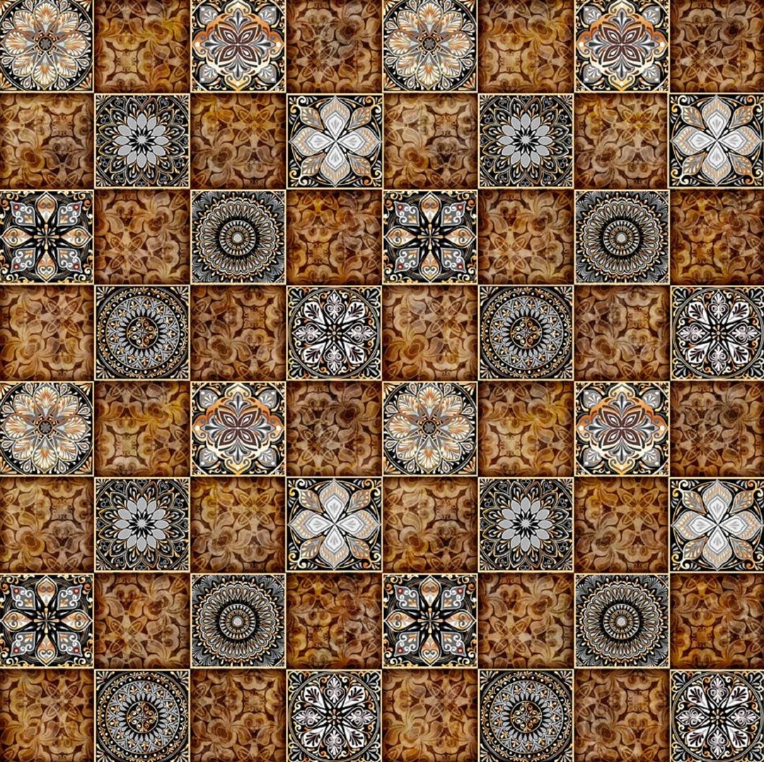 Checkmate Checkerboard Medallion Brown 28664-A by - Etsy