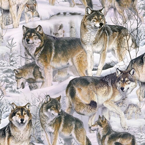 Wolf Fabric 100% Cotton Fabric by the Yard Choose Your Cut - Etsy