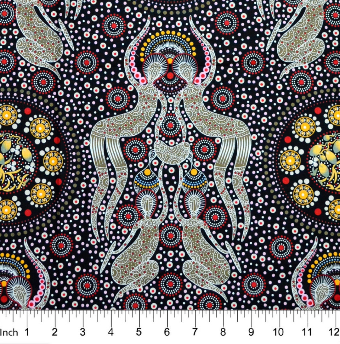 Women Collecting Bush Food Brown - Pattern WCBFBR - by M & S Textiles ...