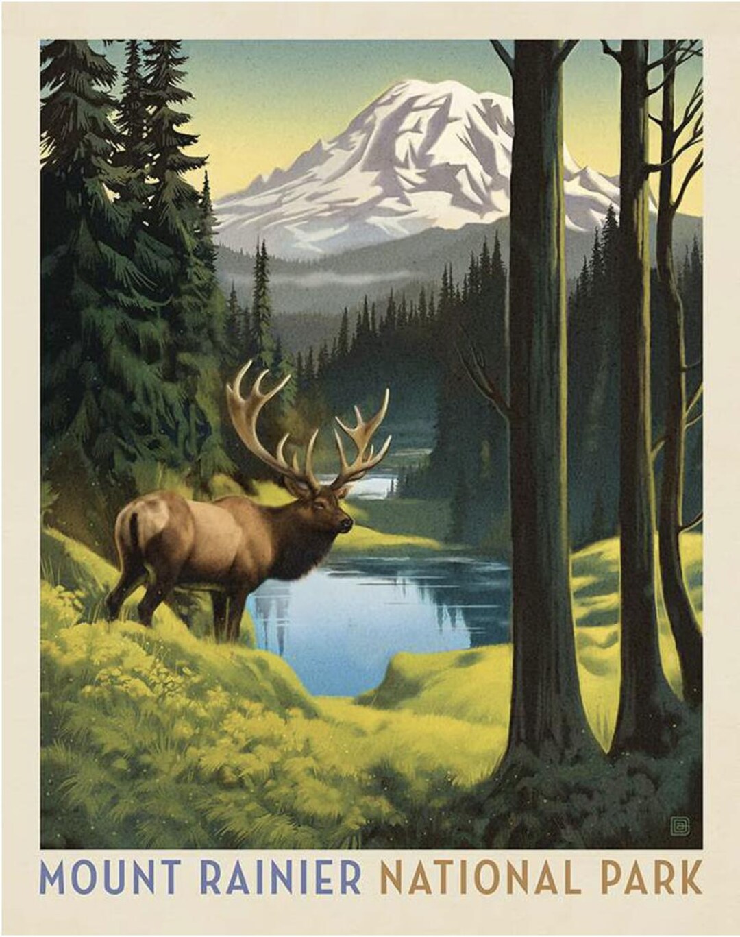 Mount Rainier National Park Poster Panel by Riley Blake - #PD16133-PANEL - Measures 36 X 43 ...