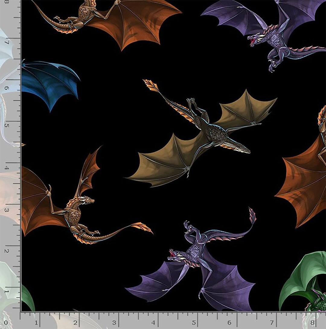 Flying Dragons - C1376 - Dragon's Lair by Timeless Treasures - Cotton ...