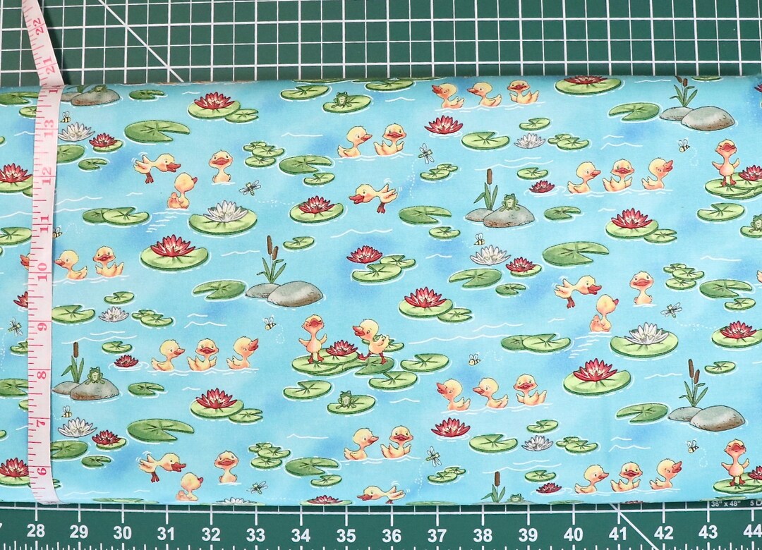 River Romp - Ducklings and Lily Pads in Water - #865-76 Teal - by Henry ...
