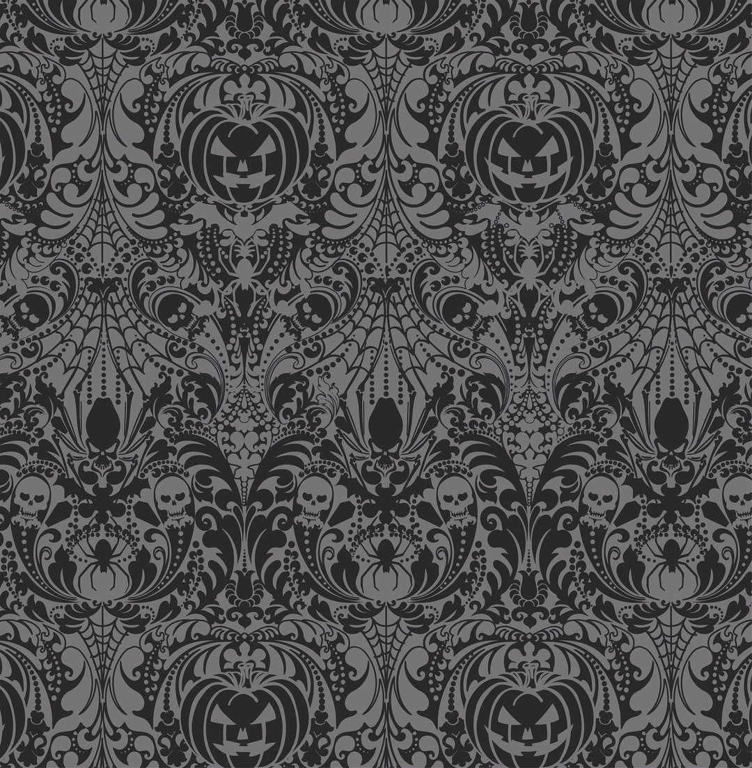 Spell on You Damask - #D93-LZ Black/gray - Hallows Eve - by Freckle ...
