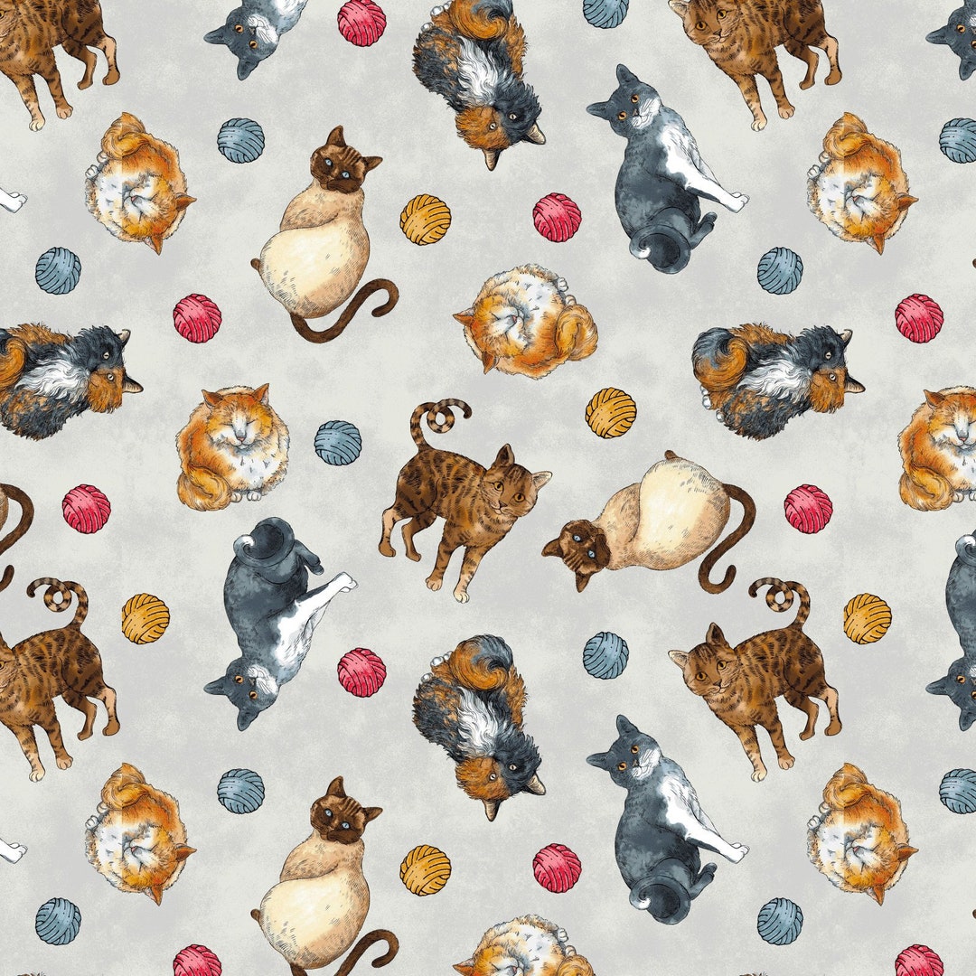 Cat Rescue - #660-93 Gray - Cat Toss - by Henry Glass - 100% Cotton ...