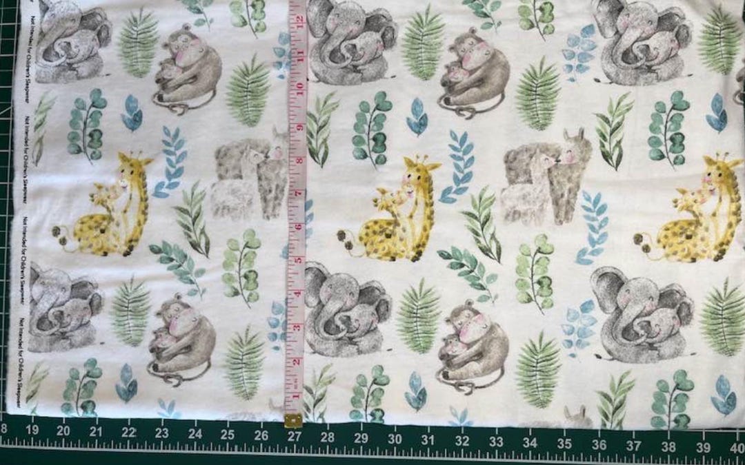 FLANNEL Animals on Light Cream Background - 100% Cotton FLANNEL Fabric ...