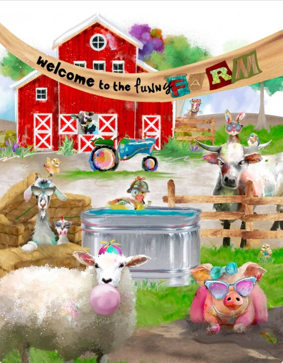 Welcome to the Funny Farm Pattern 18729 Full Yard Panel - Etsy