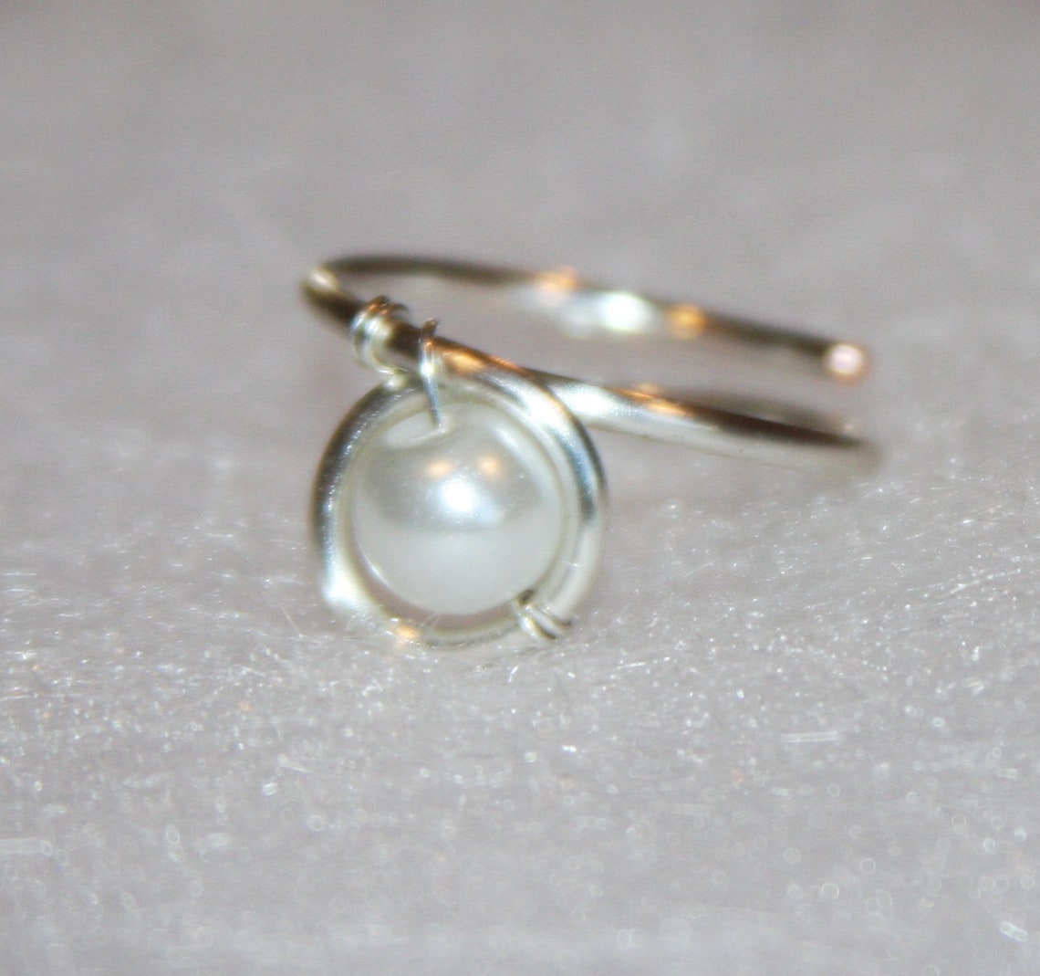 Pearl Toe Ring, Toe Ring, Pinky Ring, Toe Ring, Midi Ring, Knuckle Ring ...