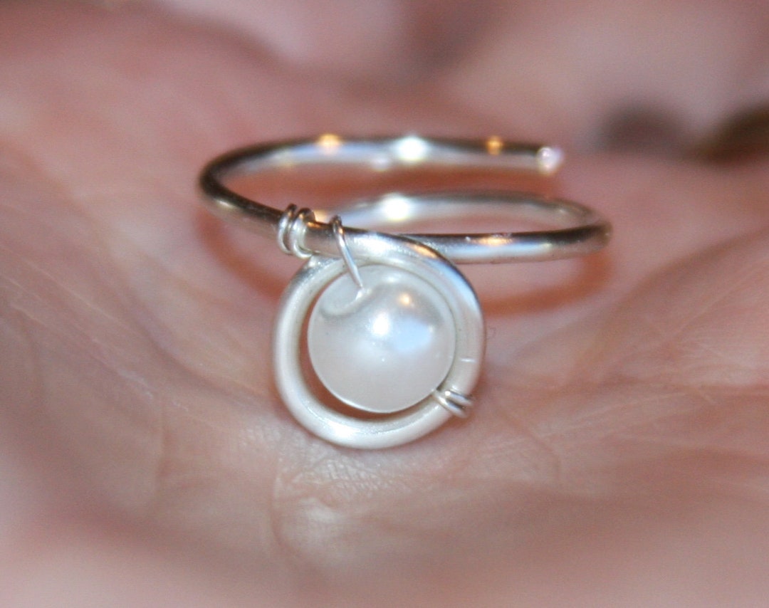 Pearl Toe Ring, Toe Ring, Pinky Ring, Toe Ring, Midi Ring, Knuckle Ring ...
