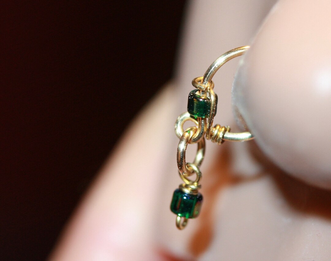 Dangle Nose Cuff, Green Blue Metallic Beaded Nose Ring, Pierce-less ...