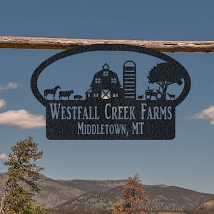 Large Entrance/gate Farm Sign With Cows and Seed Mill, Personalized ...