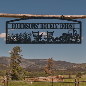 Large Entrance/gate Farm Sign With a Tractor and Rocking Chairs ...