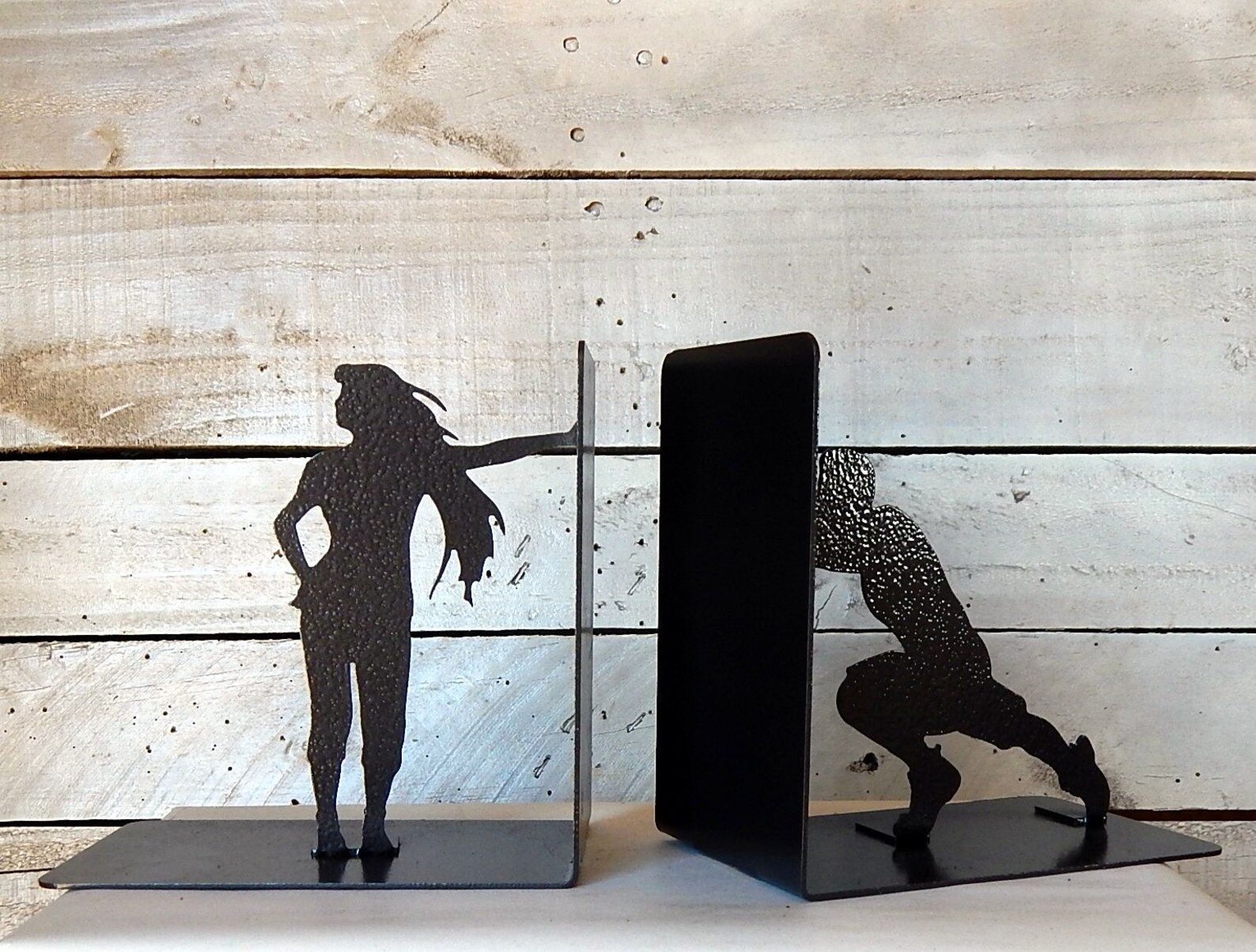 Man Vs Woman Bookends Fun Decor Metal Art Book Ends Book - Etsy