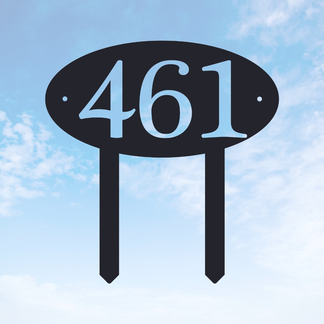 Custom Oval House Number Plaque With Stakes, Number, Metal House Number ...
