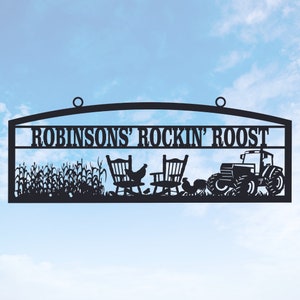 Large Entrance/gate Farm Sign With a Tractor and Rocking Chairs ...