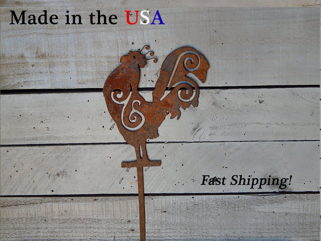 Rusted Metal Rooster, Rusty Yard Art, Wildlife Decor, Garden Animals ...