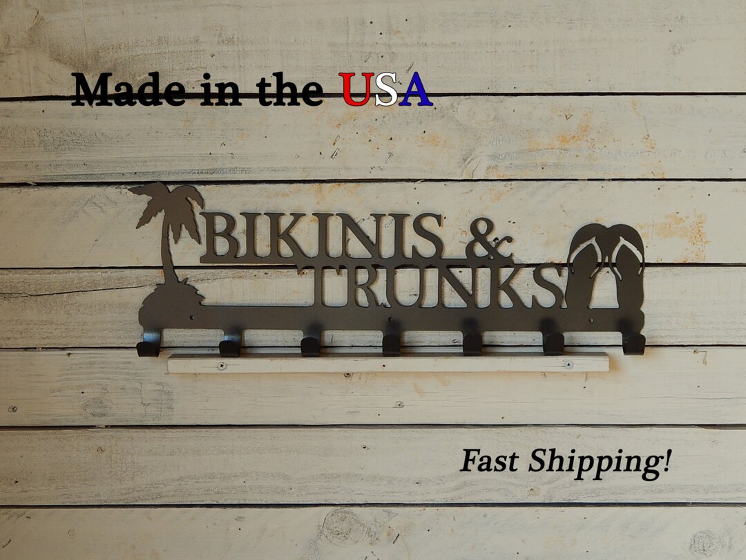 Palm Tree and Flip Flop Bikinis and Trunks Pool Towel Rack - Etsy