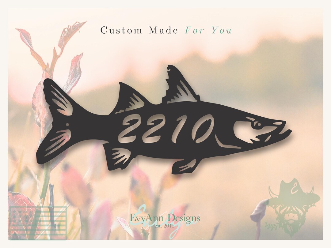 Metal Fish House Number Sign – Custom Address Plaque | Fishing Decor ...