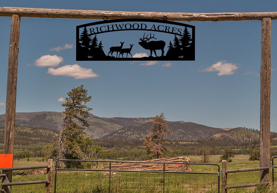 Custom 27 X 72 Farm Entry Sign With Deer and Elk Ranch Sign - Etsy