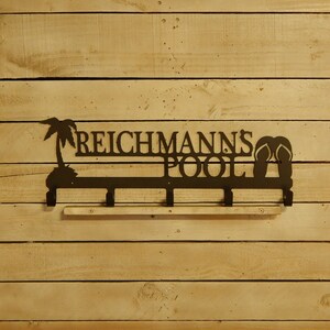 Palm Tree and Flip Flop Metal Pool Towel Rack - Beach and Pool Decor ...