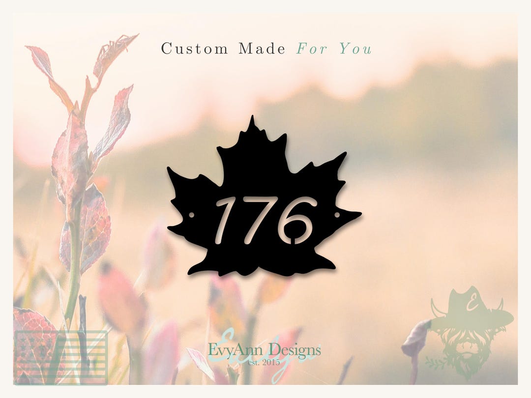 Metal Maple Leaf Address Sign | Custom House Number Plaque HN1127 - Etsy