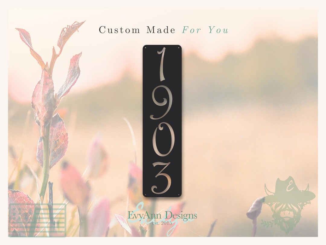 Custom Vertical Metal House Number Sign – Handmade Steel Address Plaque ...