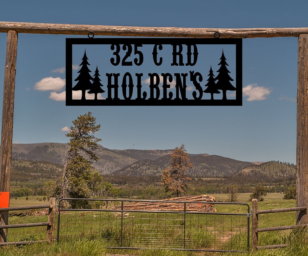 Large Entrance/gate Farm Sign With Pine Trees Personalized - Etsy