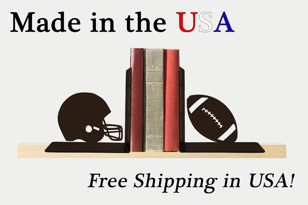 Football and Helmet Bookends, Sports Decor, Metal Art, Book Ends, Book ...