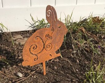 Rabbit Yard Art Garden Stake Garden Sign Metal Yard Art - Etsy