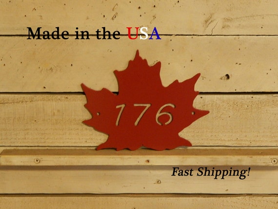 Home & Living Custom House Sign Metal Wall Art House number Maple Leaf ...