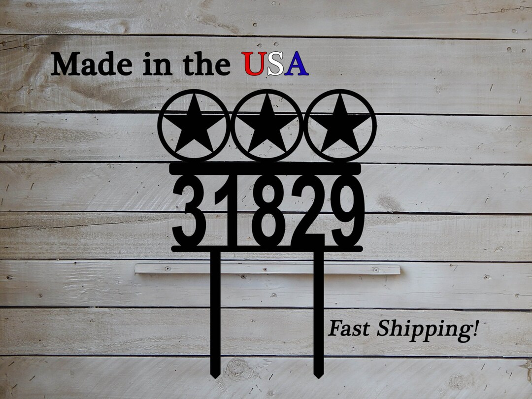 Star Address Plaque With Stakes, House Number, Metal Address Number ...