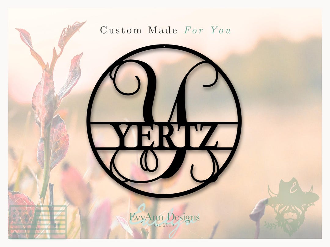 20" Custom Metal Last Name Sign – Initial Monogram Wall Decor DS1045 - Etsy