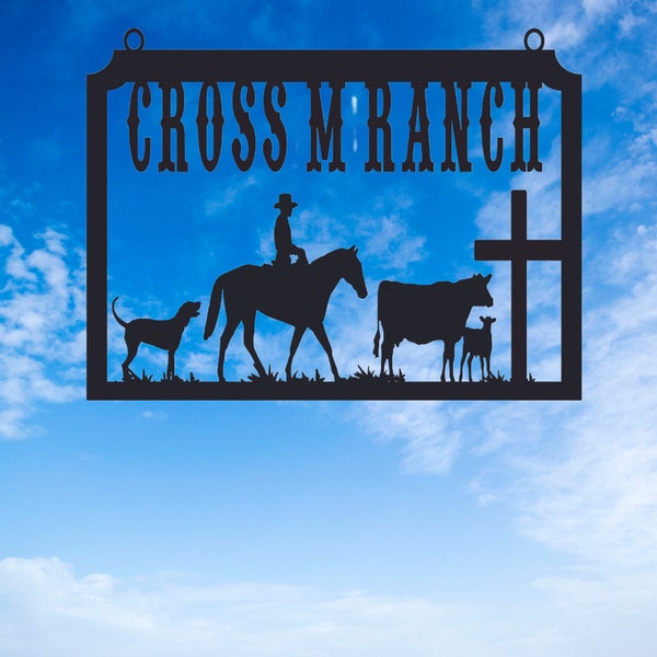Cowboy and Cross Metal Art - Etsy