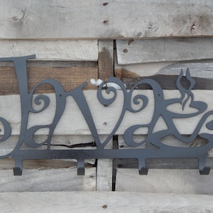 Java, Coffee Decor, Mug Hanging Hooks, Coffee Shop Sign, Mug Hanger ...