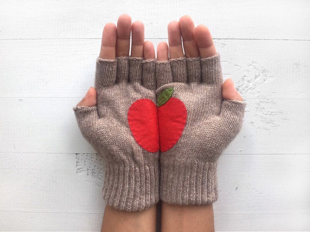 Wool Fingerless Apple Gloves: Teacher Self Care Gift, Winter Style ...