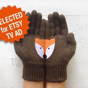 Winter Mittens Fox Lovers Animal Gloves Foxy Gift Christmas - Etsy