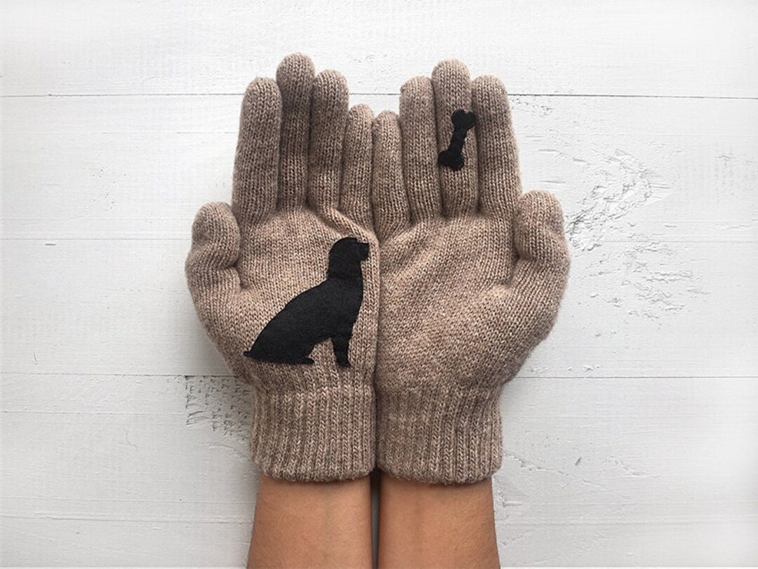 Wool Gloves: Dog and Bone Mittens, Cozy Accessories Gift, Fall Style - Etsy
