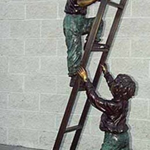 Two Boys, Children on Ladder Lost Wax Bronze Garden Statue 76"h by Max ...