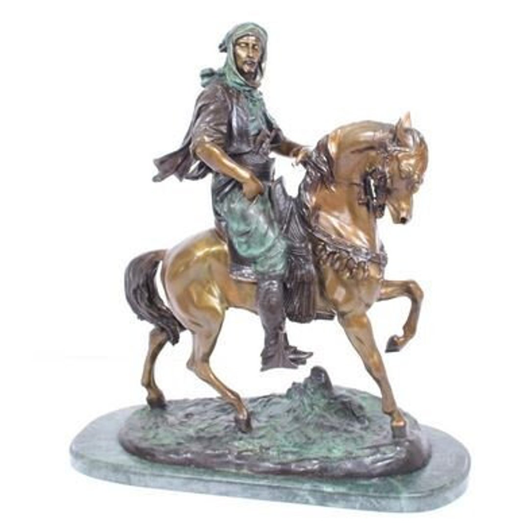 Arab on Horse Bronze Statue by A. Bayre - Etsy