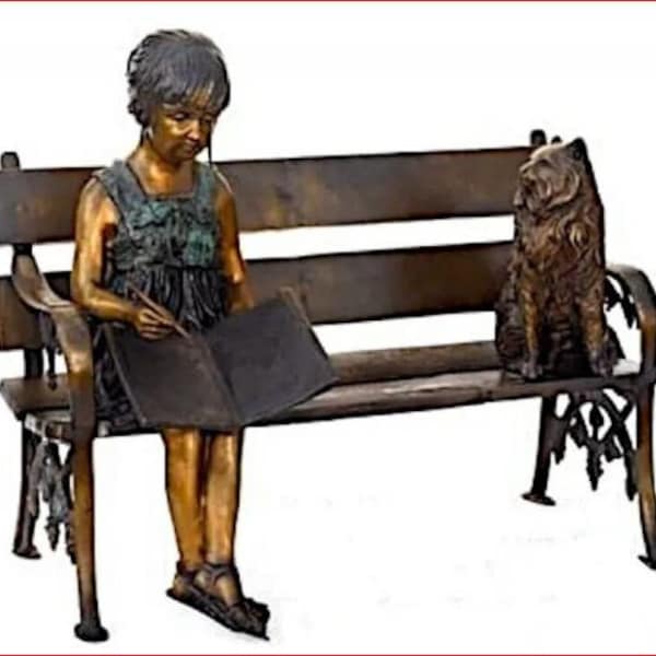 Garden Statue Girl on Bench - Etsy