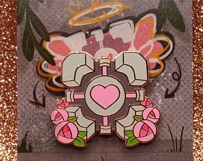 Portal Weighted Companion Cube High Quality Hard Enamel Pin Cute Kawaii ...