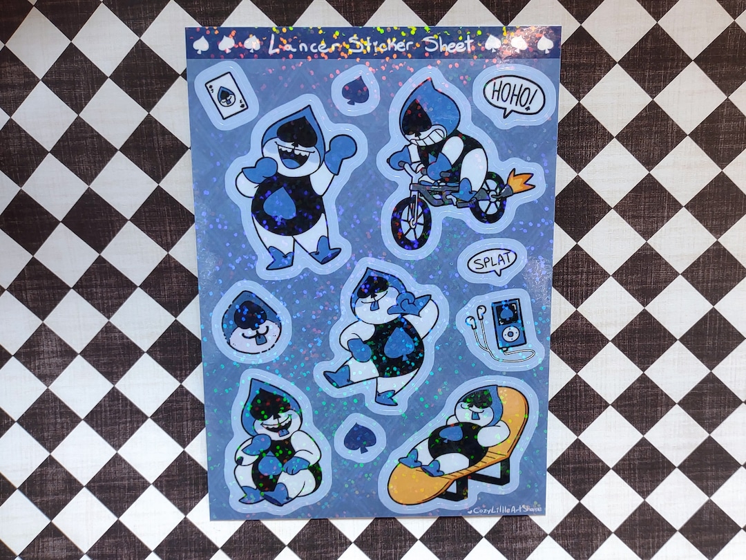 Deltarune Lancer A6 Size Sticker Sheet 4.1 in X 5.8 In Water Resistant ...