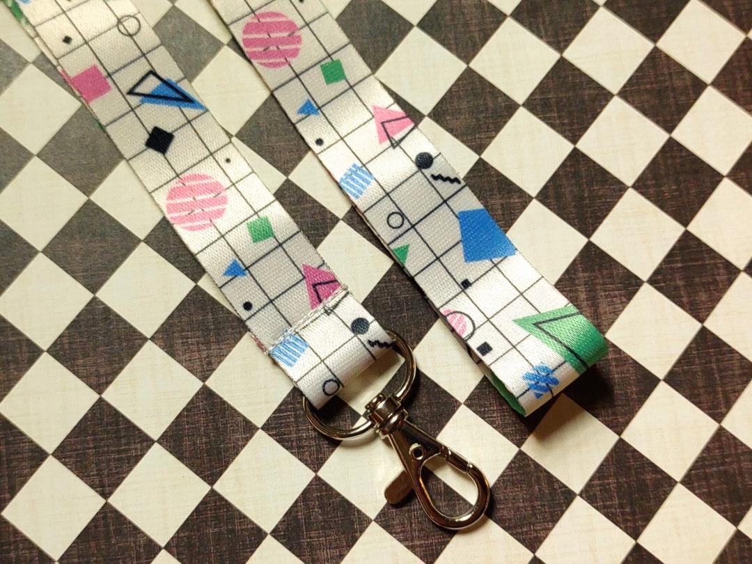 Geometric Pastel Retro Pattern 16 Inch Fabric Lanyard for Keys, Work ...