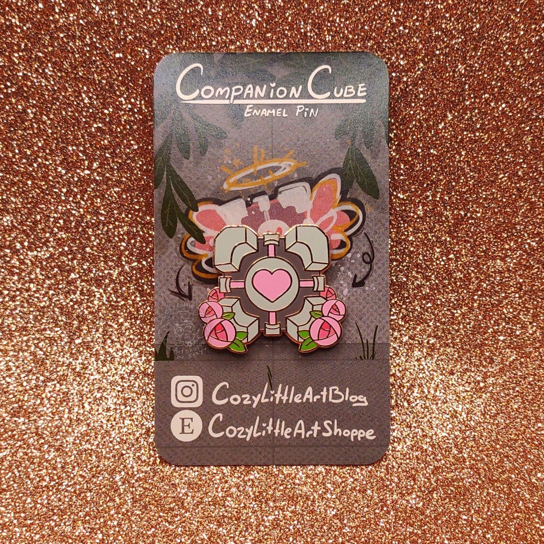 Floral Companion Cube - 1.25 Inch Enamel Lapel Pin - Etsy