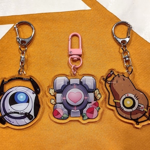 Chell, Wheatley, Potados, Glados, Companion Cube Portal 2 Acrylic Charm ...