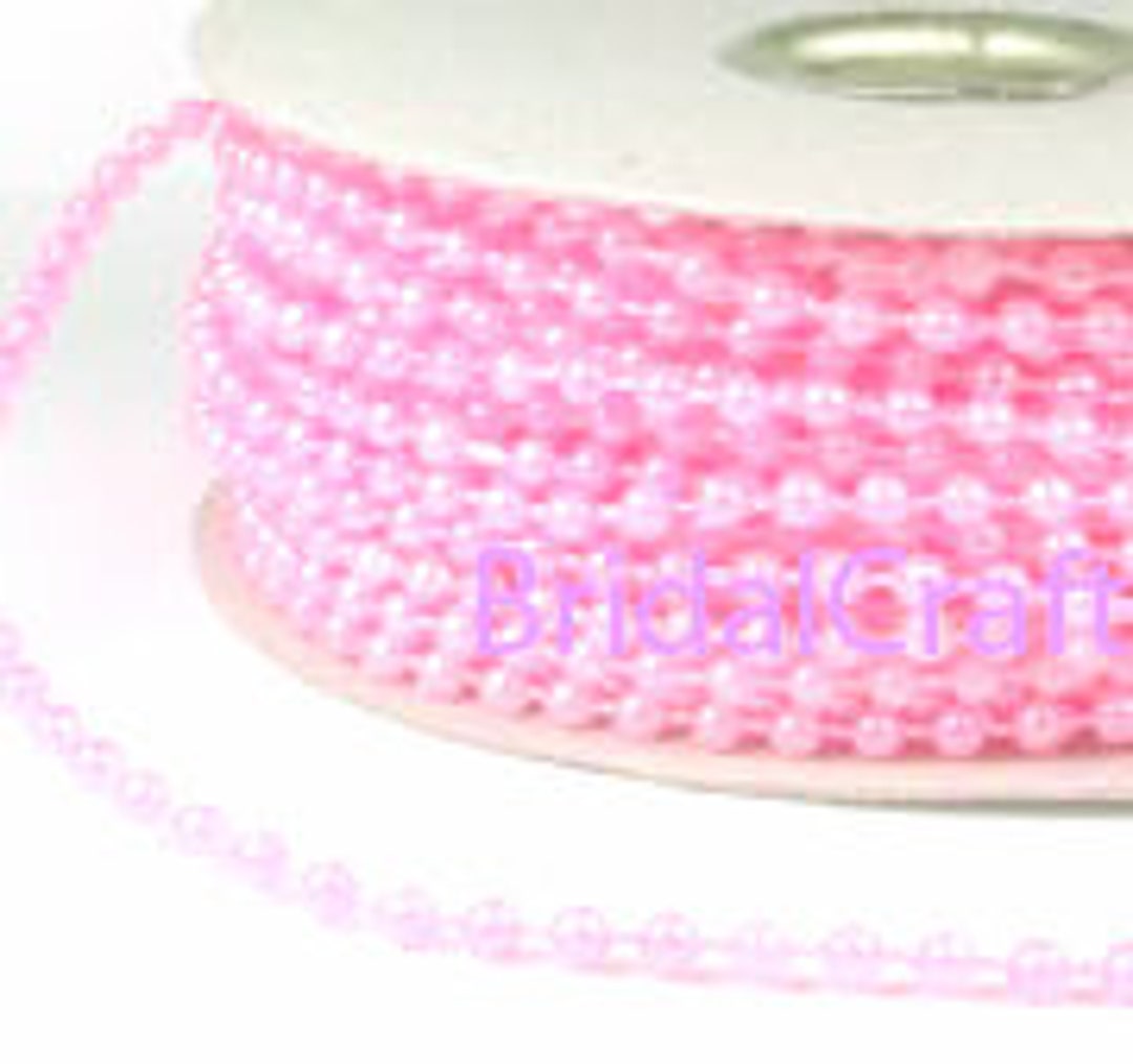 Pink 3mm Strung Pearls Craft Wedding Decorations Trim 24yds Spool Roll ...